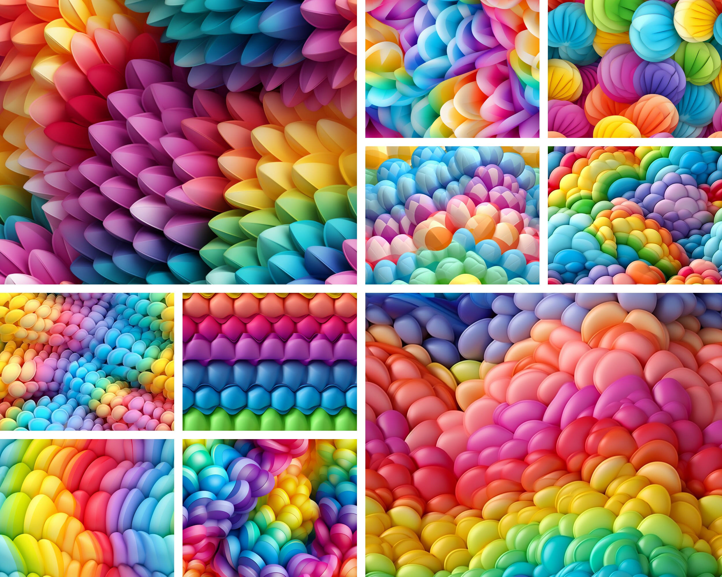 Rainbow Digital Paper, 3D Bubble Puffy Wrap Digital Papers ...