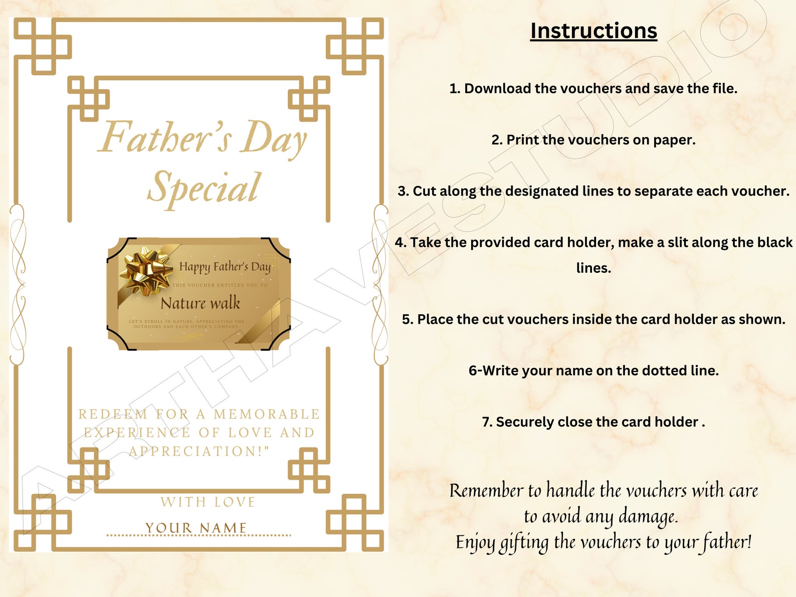 Father's Day Printable Vouchers and Card Holder Bundle Instant Download ...