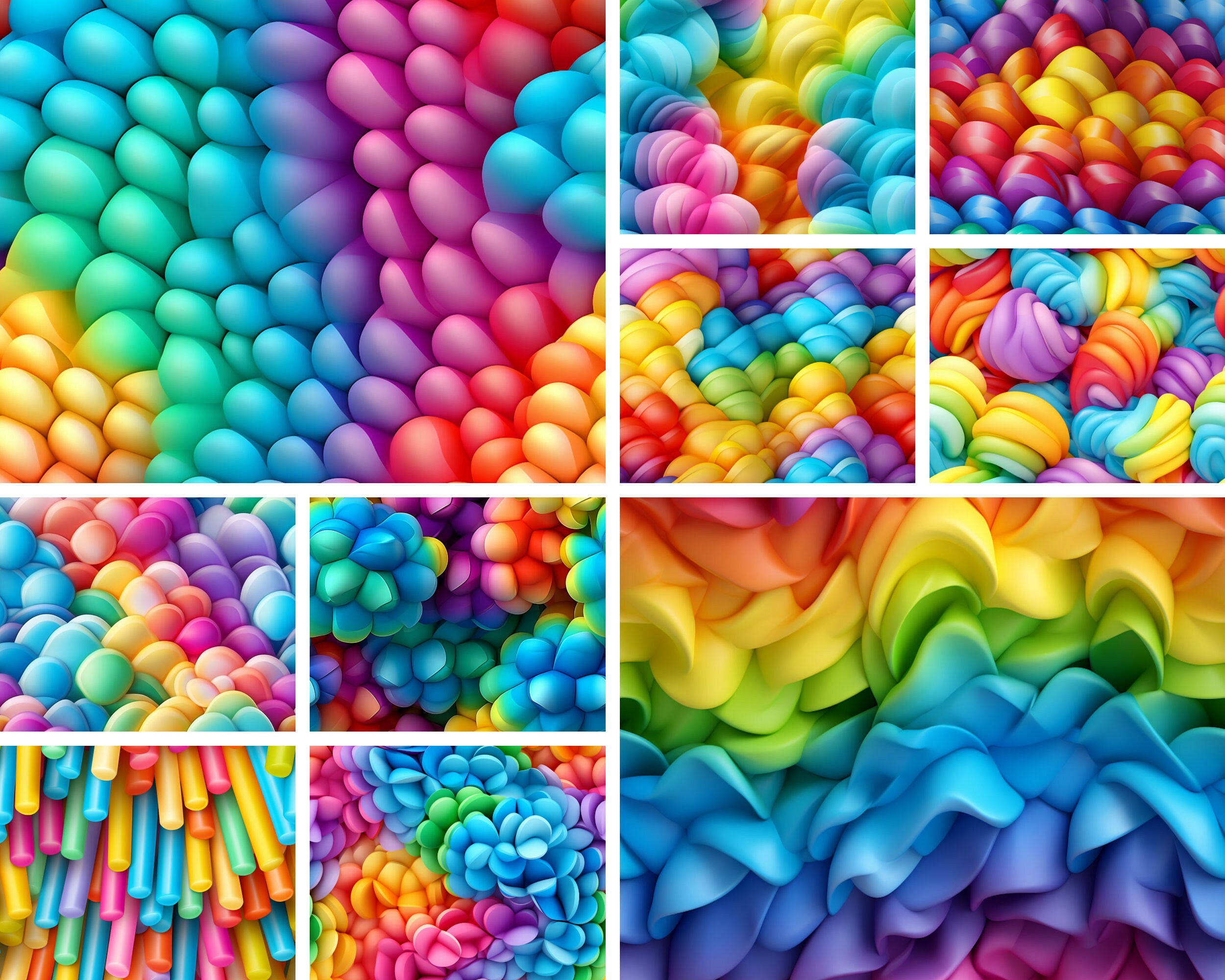 Rainbow Digital Paper, 3D Bubble Puffy Wrap Digital Papers ...