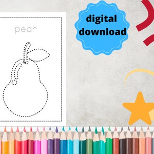 Food Trace Kids Coloring Pages, Printable Coloring Pages, Digital ...
