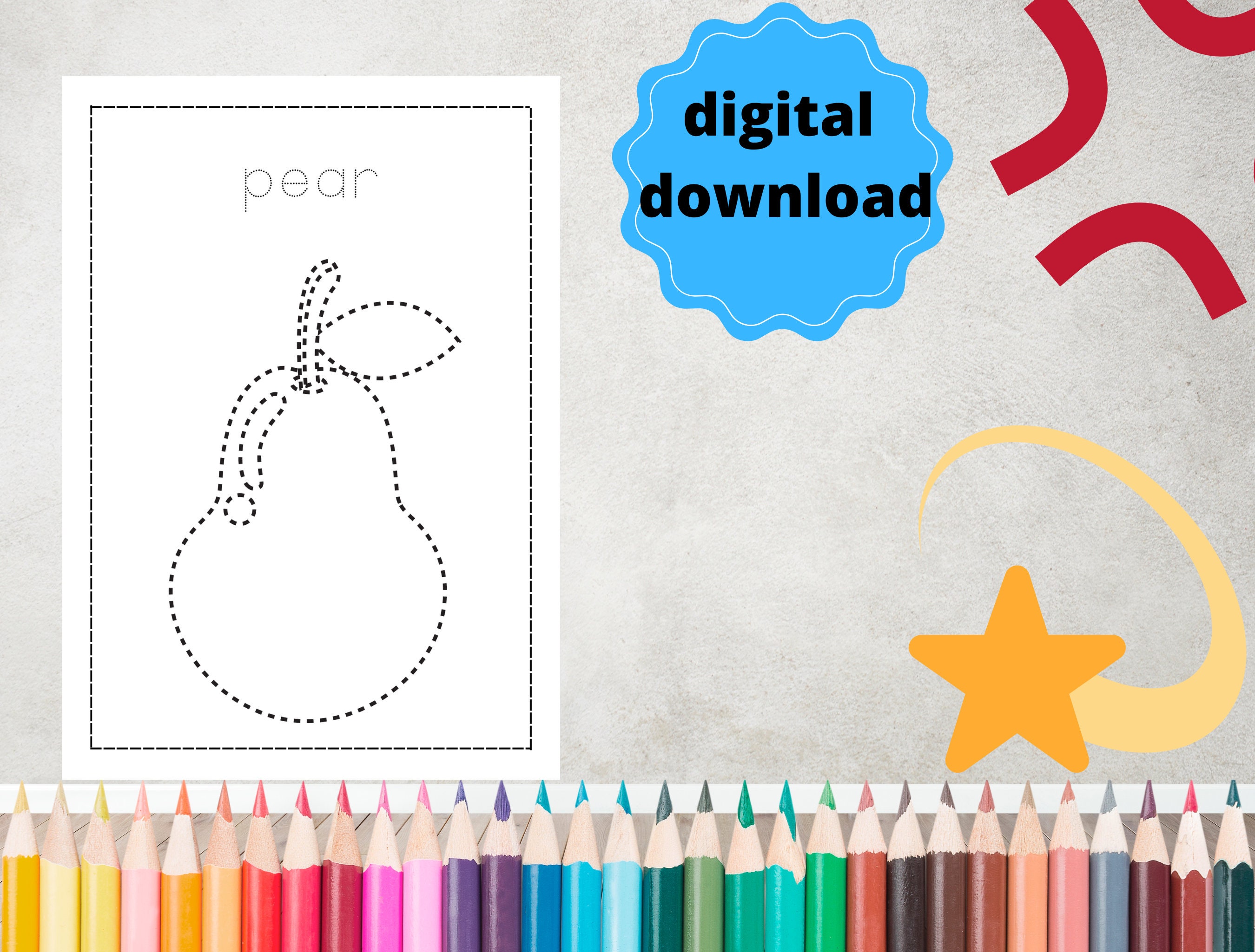 Food Trace Kids Coloring Pages, Printable Coloring Pages, Digital ...