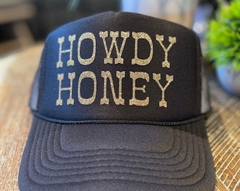 Howdy Honey Trucker Hat Trucker Hat Summer Trucker Hat Pool Hats Heart ...
