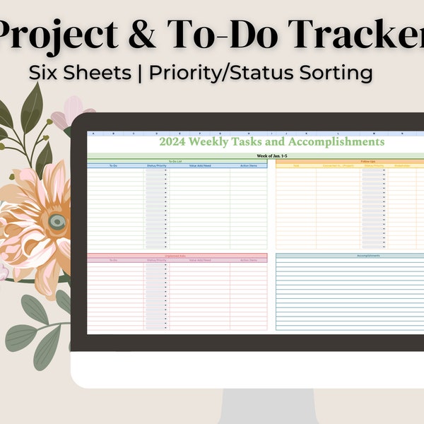 Task Tracker Spreadsheet Template, Task Management Google Sheets, To-do ...
