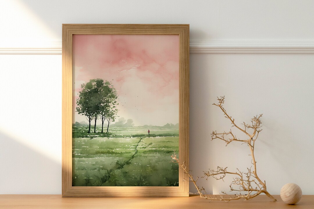 Nature Art for Spring Pink Green Nature for Wall Decor Spring Season ...
