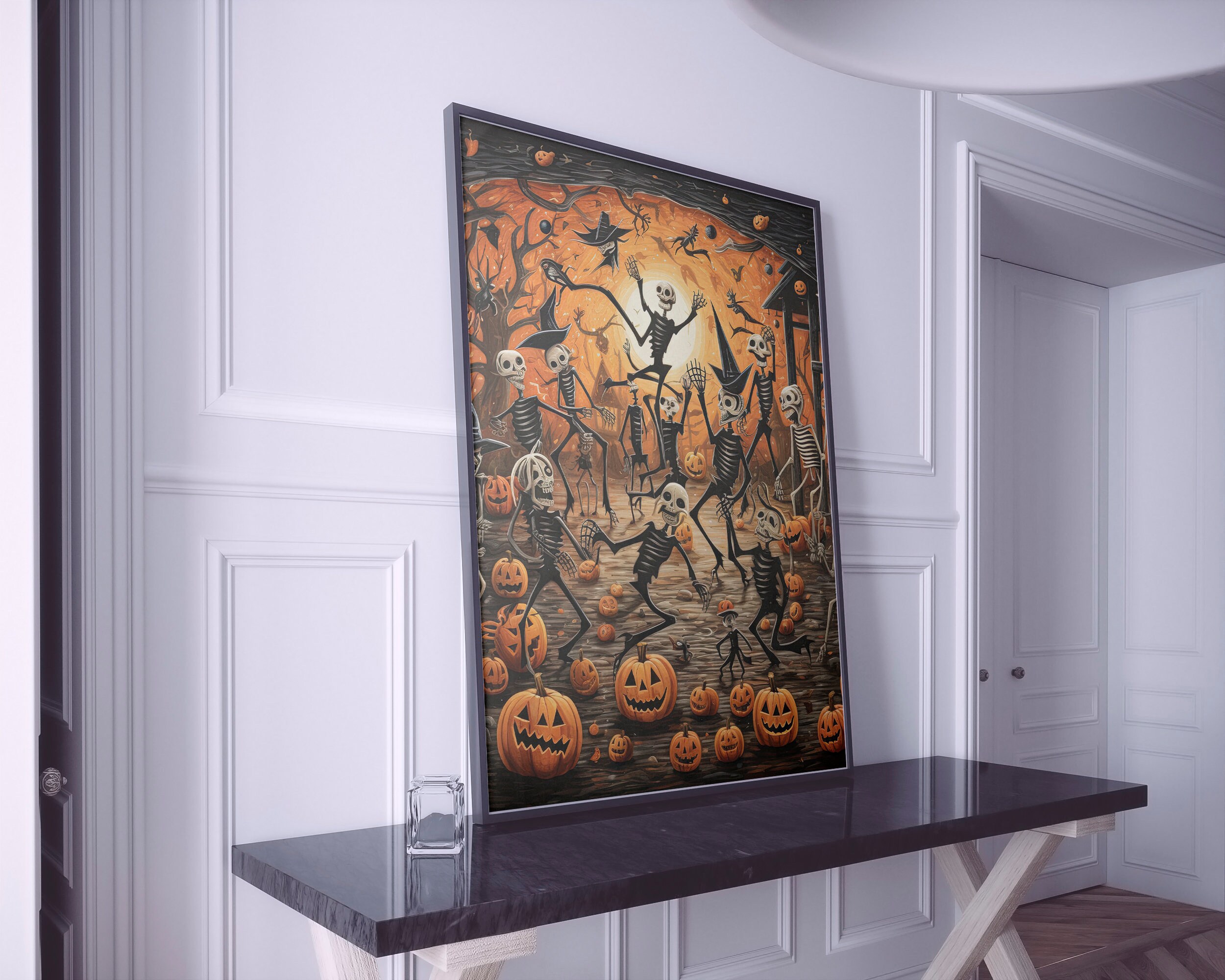 PRINTABLE Dancing Skeletons Halloween Wall Art Cartoon and - Etsy