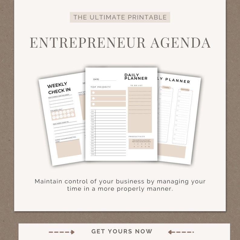 Entrepreneur Planner Printable Printable Entrepreneur Agenda ...