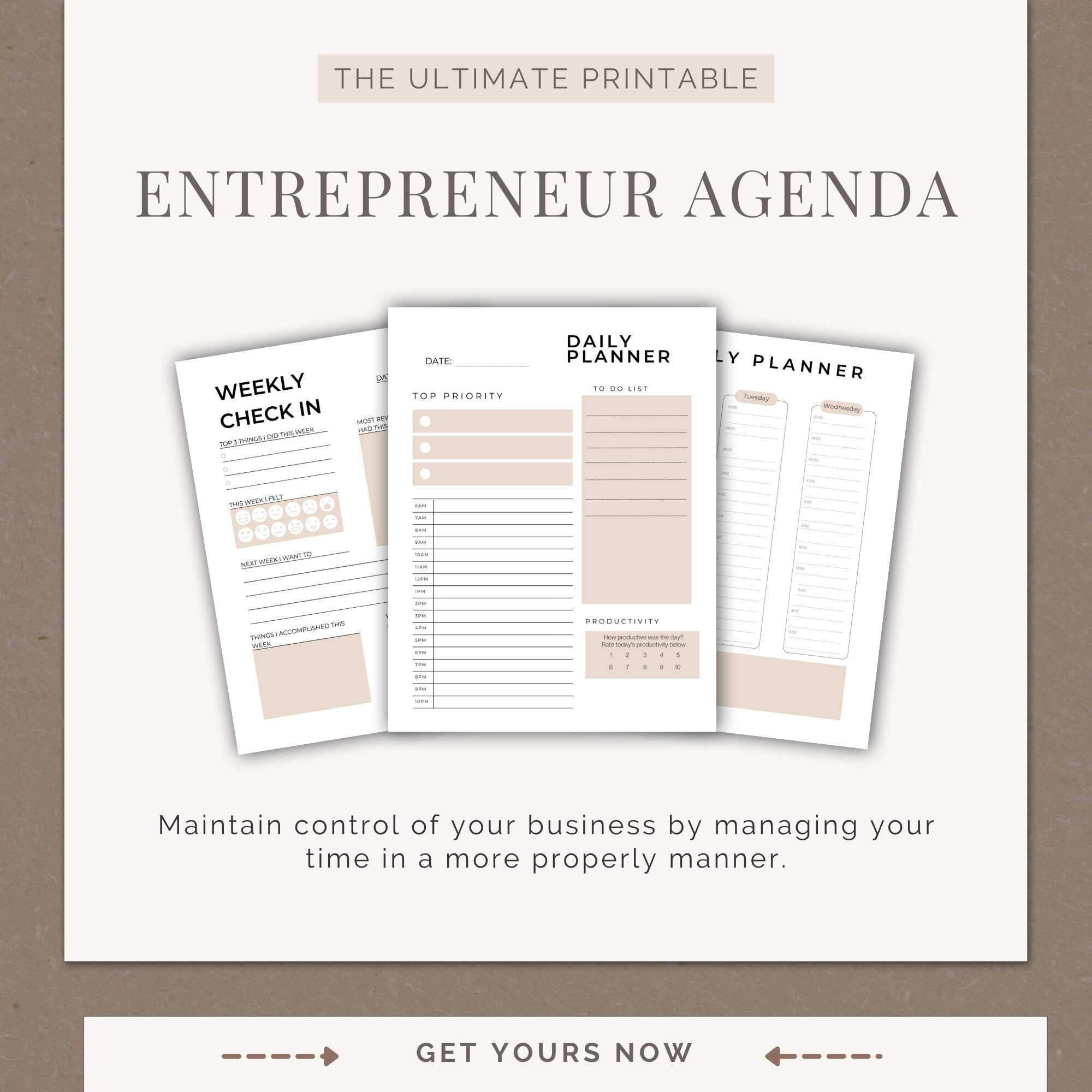 Entrepreneur Planner Printable Printable Entrepreneur Agenda ...