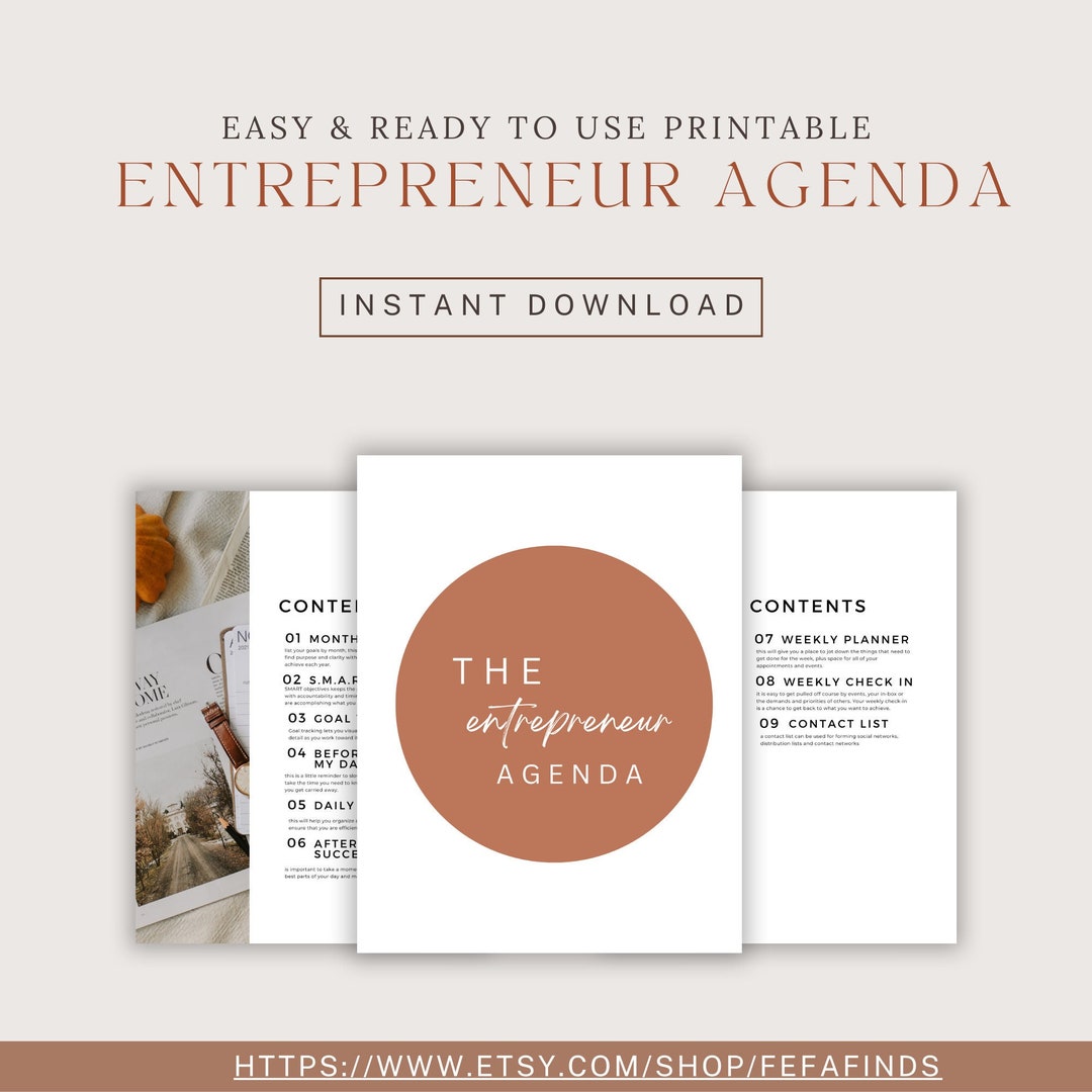 Entrepreneur Planner Printable Printable Entrepreneur Agenda ...