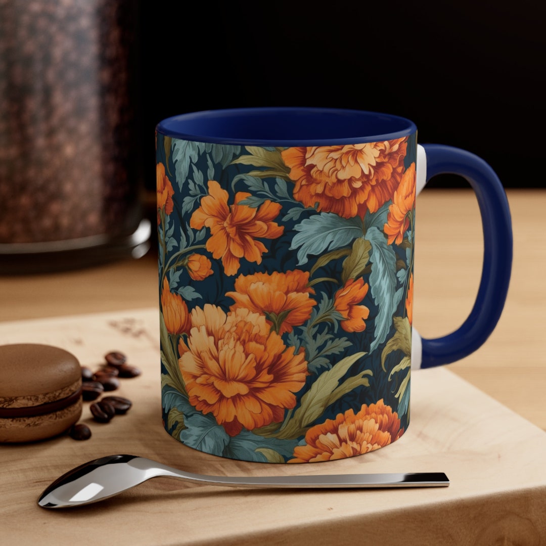Marigold, Cempasuchil, Flowers, Floral, Pattern, Orange, Cup, Mug, Gift ...