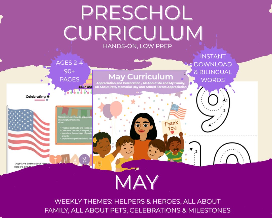 May Preschool Curriculum, Full Month of Daily Lessons, Printable No ...
