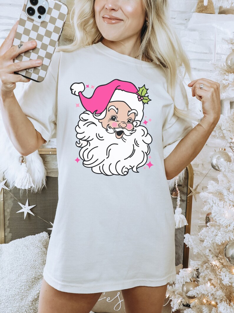 Vintage Santa Shirt Pink Vintage Santa Santa Face Shirt - Etsy