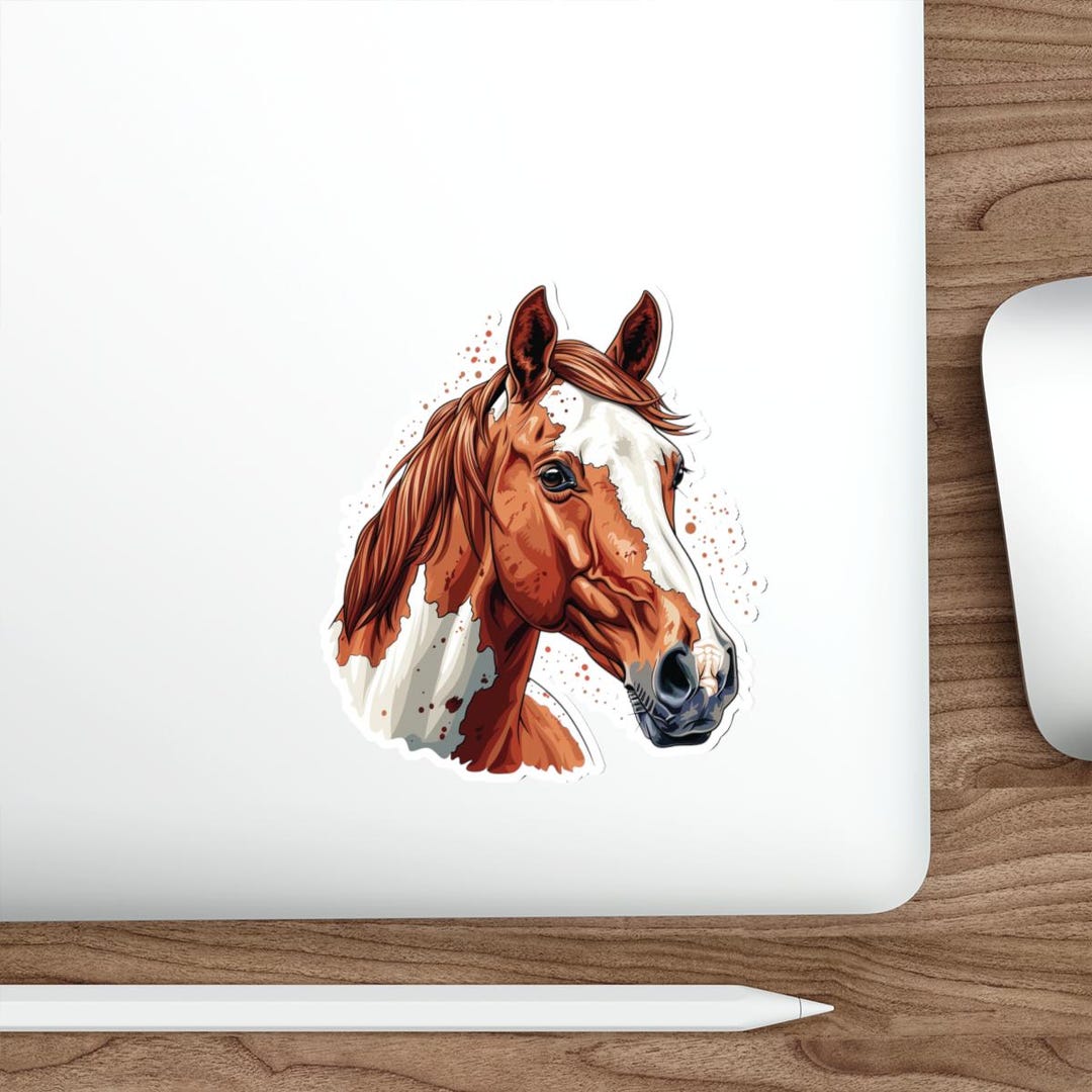 Chestnut Horse Portrait Die Cut Sticker | Painterly Equine Vinyl Decal ...