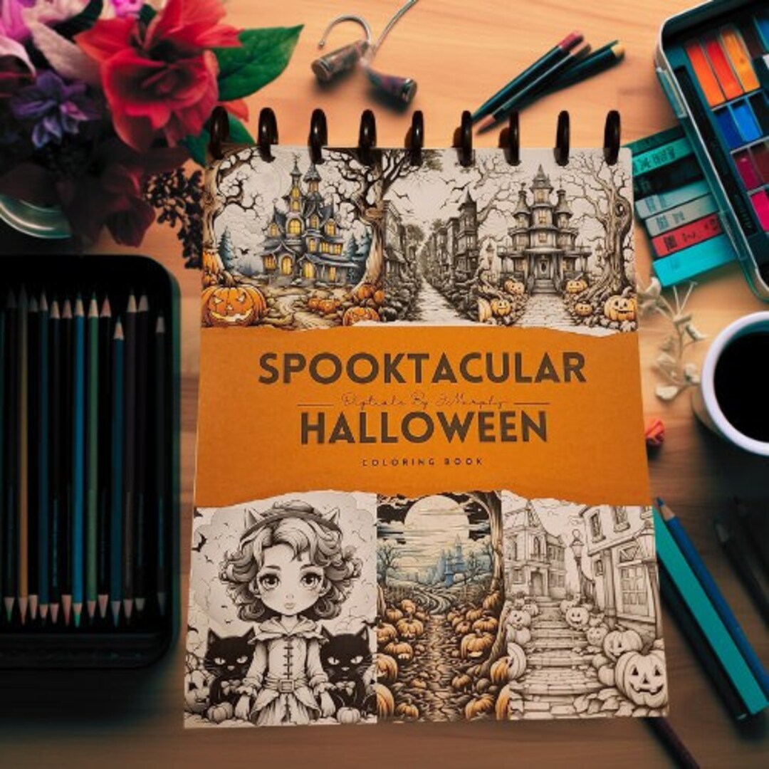Spooktacular Halloween Printed Coloring Book - Etsy
