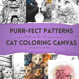 Purr-fect Patterns: Cat Coloring Canvas, Coloring Book - Etsy
