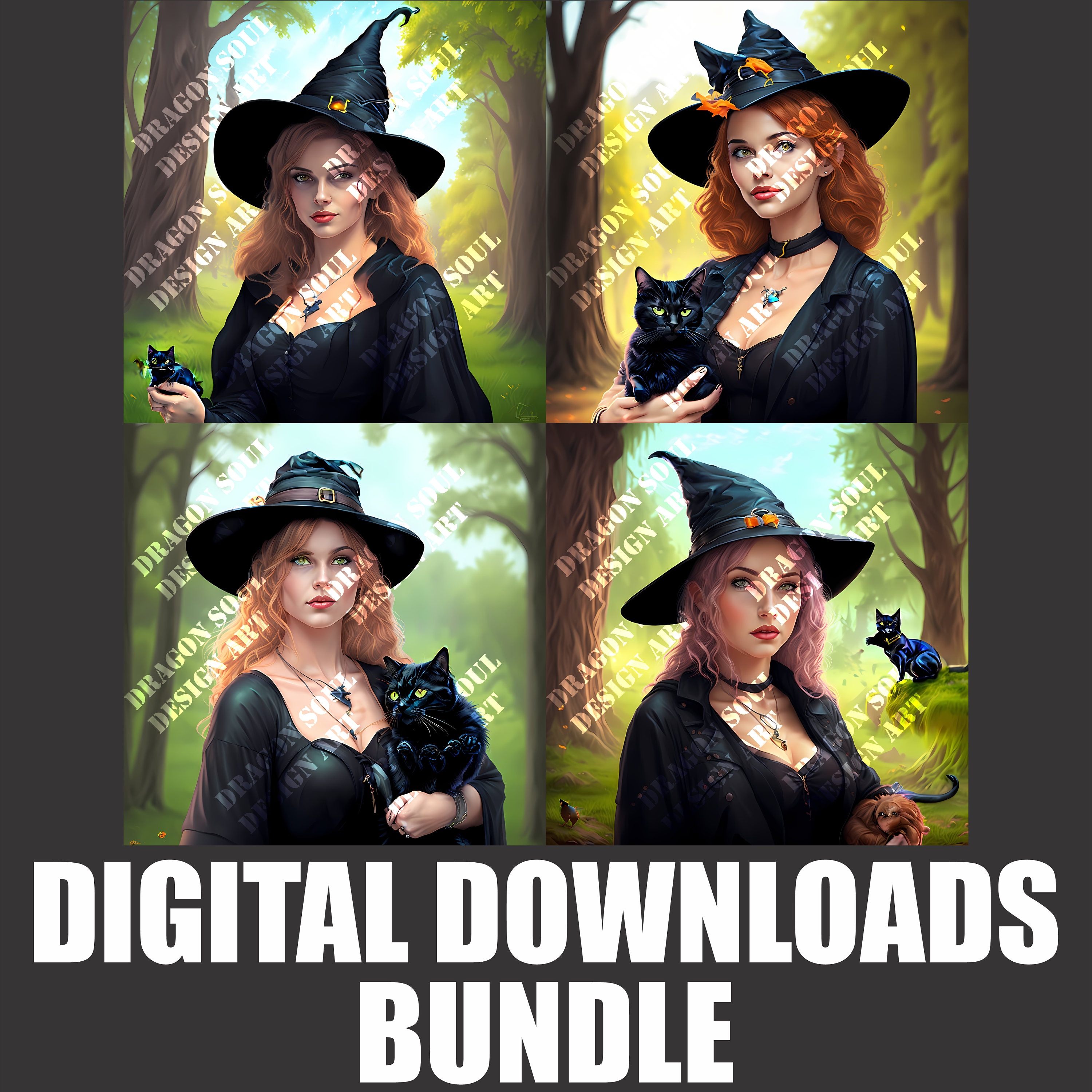 Digital Download Bundle, Magical Artwork, Witch and Wizard, Fantasy ...