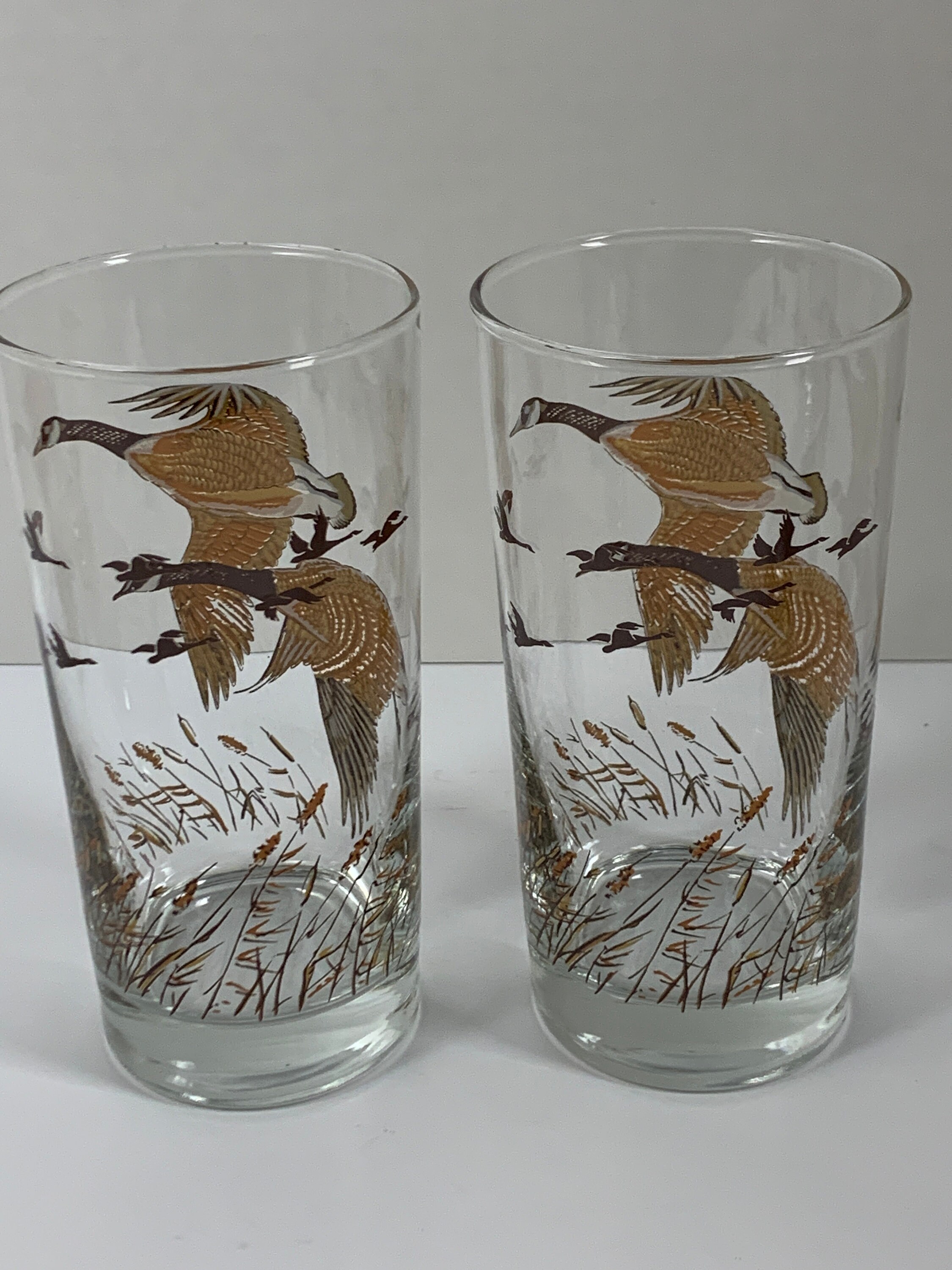 Set of 6 Libby Glass Wild Game Birds High Ball Glasses, Two Each of 3 Different Bird Designs ...