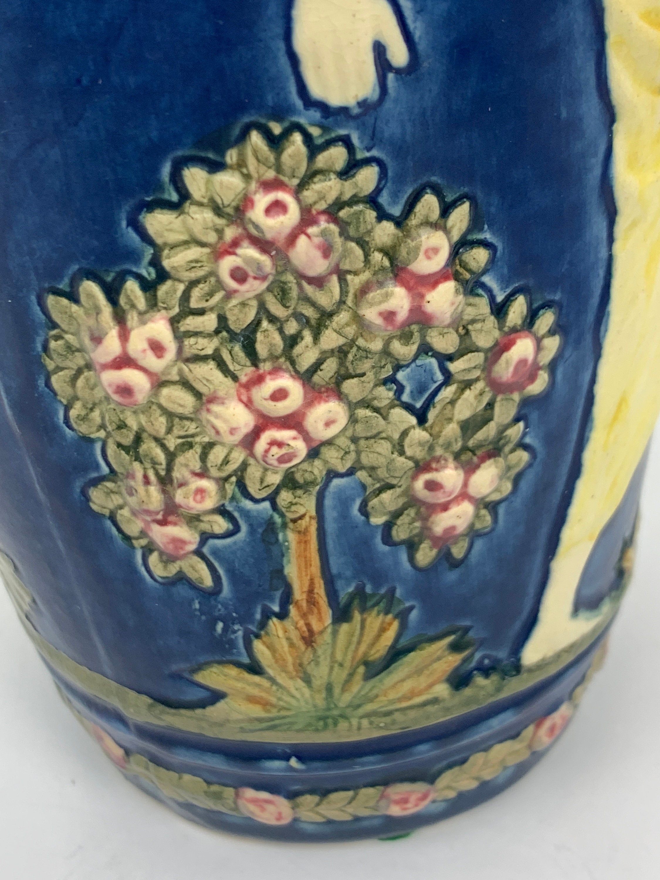 Antique Weller Blue Ware Vase With Embossed Maidens Dancing Playing ...