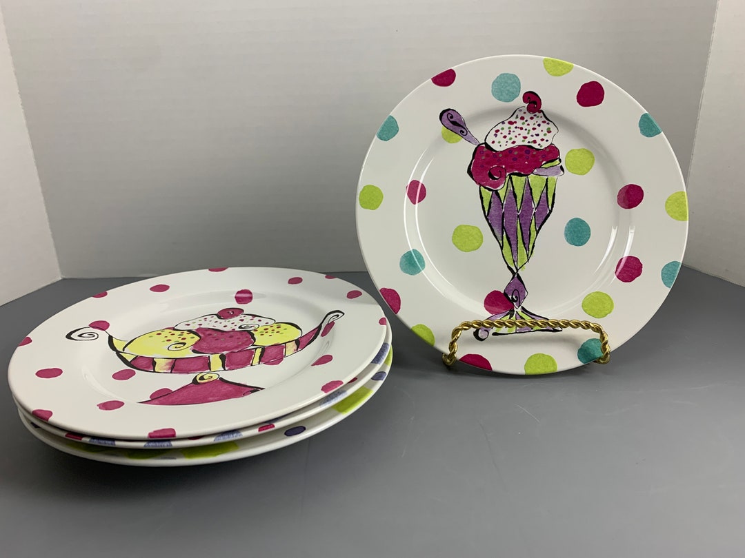 Set of 4 Ice Cream Dessert Plates by Rosanna - EACH ONE UNIQUE- Ice ...