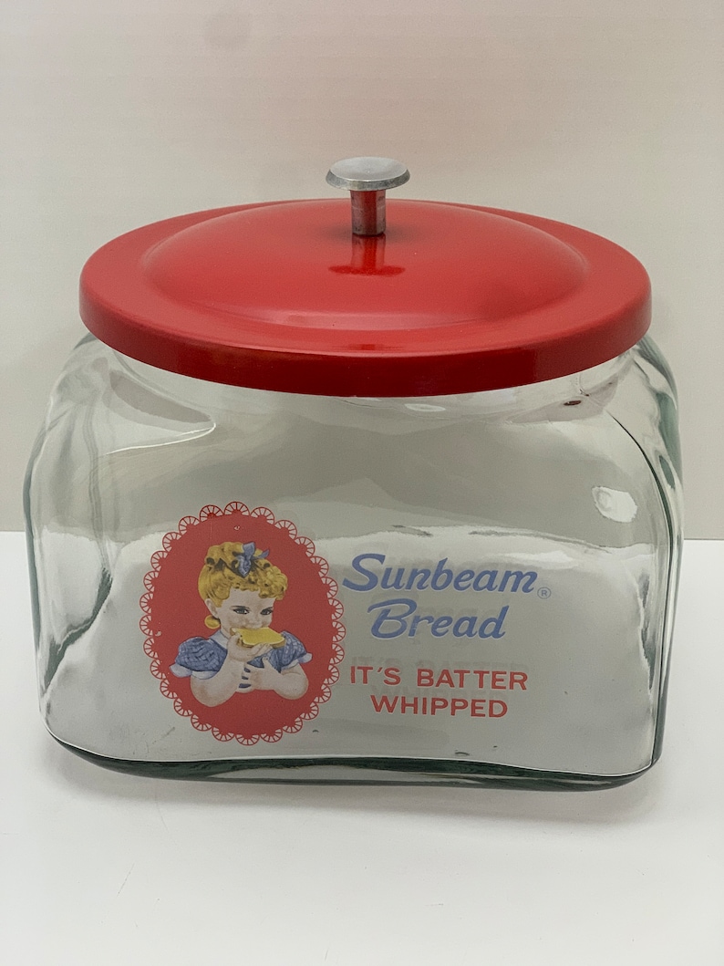 Sunbeam Bread Counter Jar & Lid Country Store Display Cookie Jar Candy ...