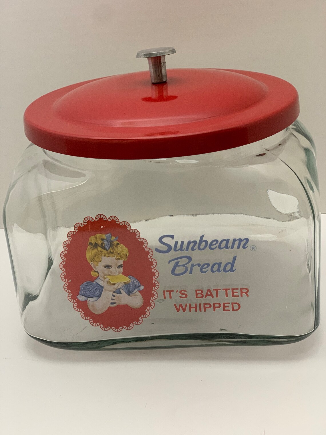 Sunbeam Bread Counter Jar & Lid Country Store Display Cookie Jar Candy ...