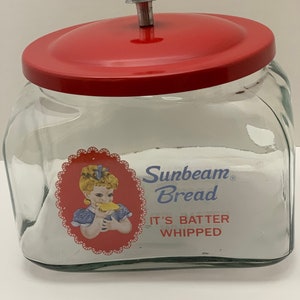 Sunbeam Bread Counter Jar & Lid Country Store Display Cookie Jar Candy ...