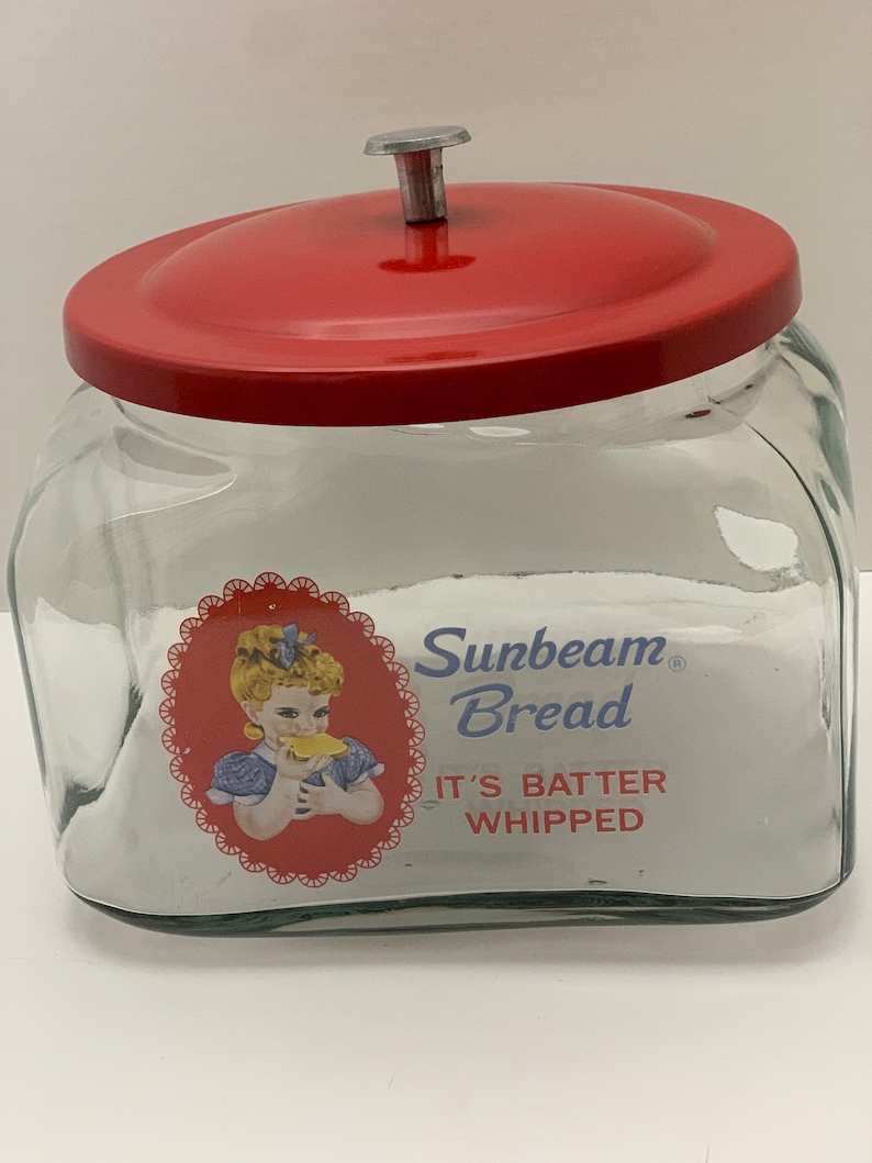 Sunbeam Bread Counter Jar & Lid Country Store Display Cookie Jar Candy ...