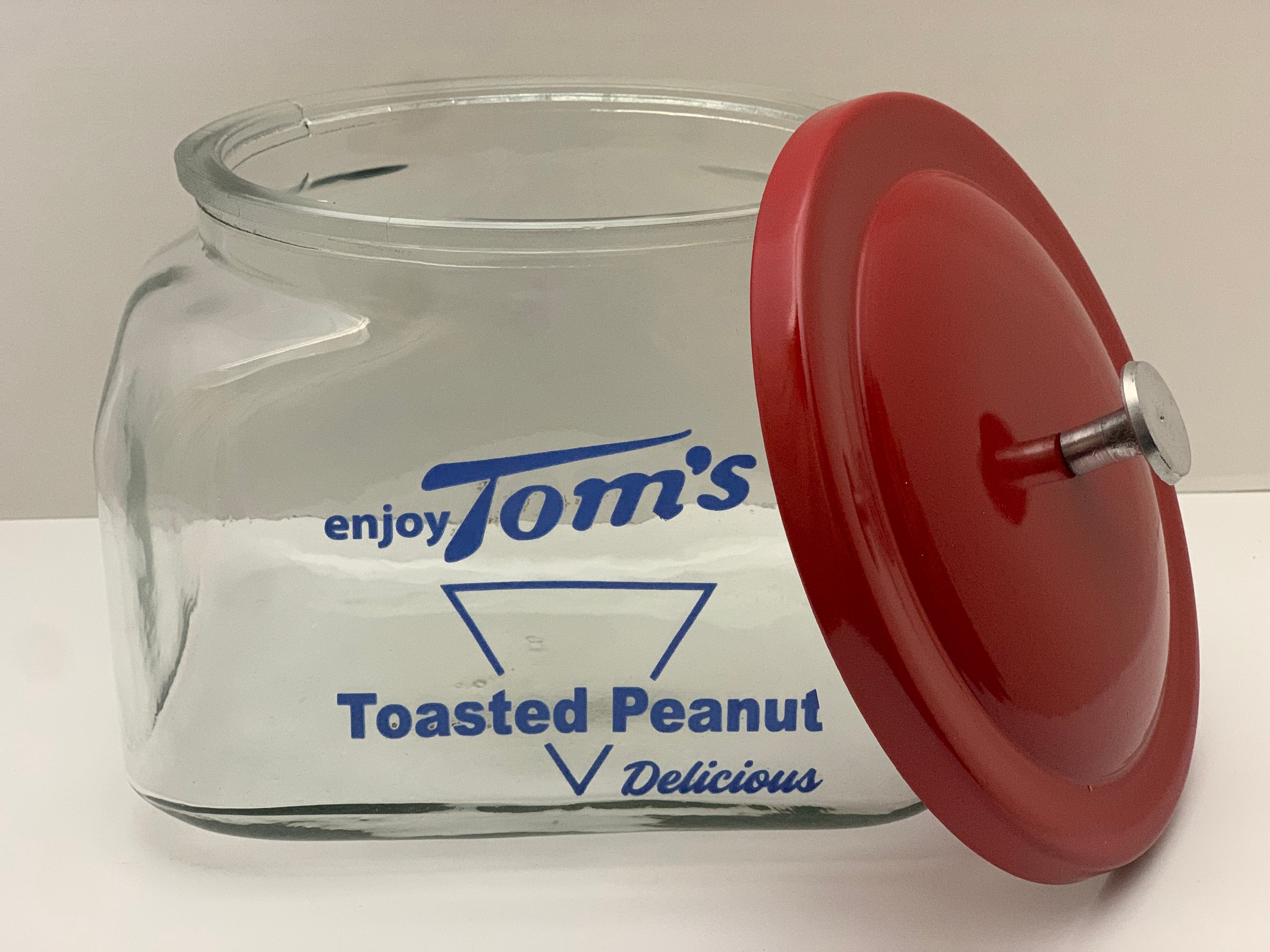 Toms Peanut Counter Jar With Lid Blue Letters Country Store Display ...