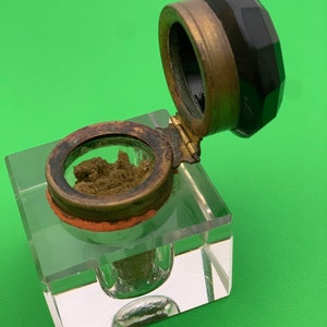 Antique Glass Inkwell With Bakelite and Brass Top - Etsy
