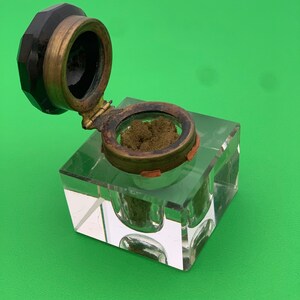 Antique Glass Inkwell With Bakelite and Brass Top - Etsy