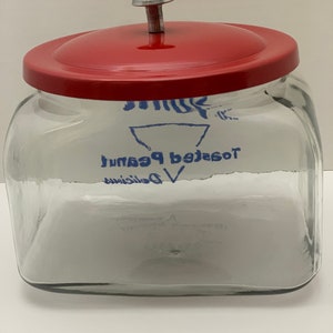 Toms Peanut Counter Jar With Lid Blue Letters Country Store Display ...