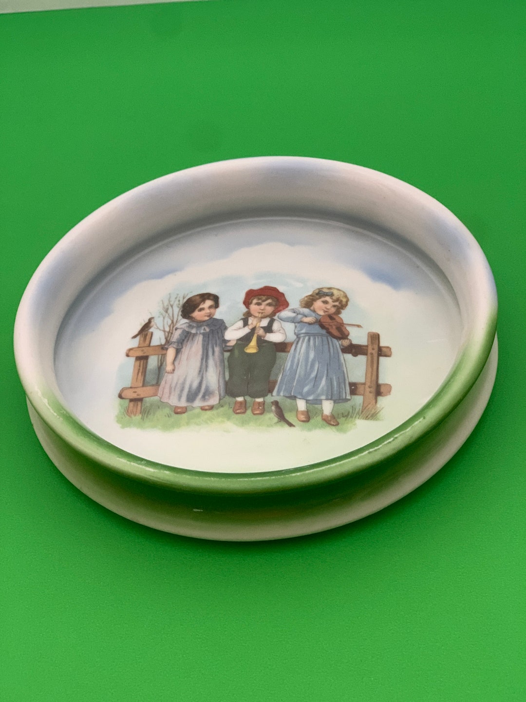 Antique Child's Porcelain Bowl With Picture of Three Children - Etsy