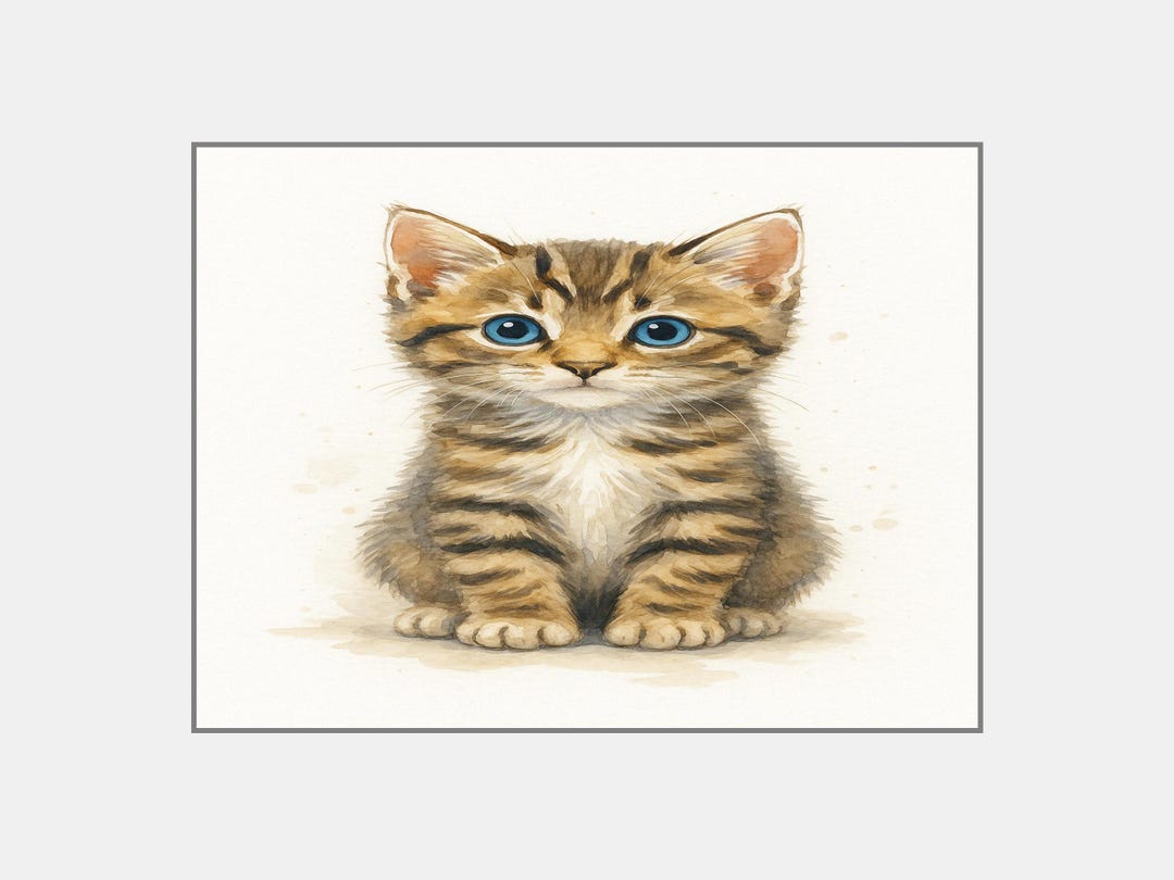 Tabby Cat Watercolor Print – Cat Wall Art – 8x10 Digital Download for ...
