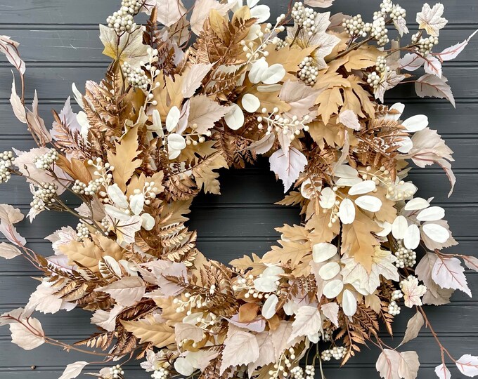 Neutral Fall Boho Wreath, Neutral Boho Wreath, Glam Boho Wreath ...