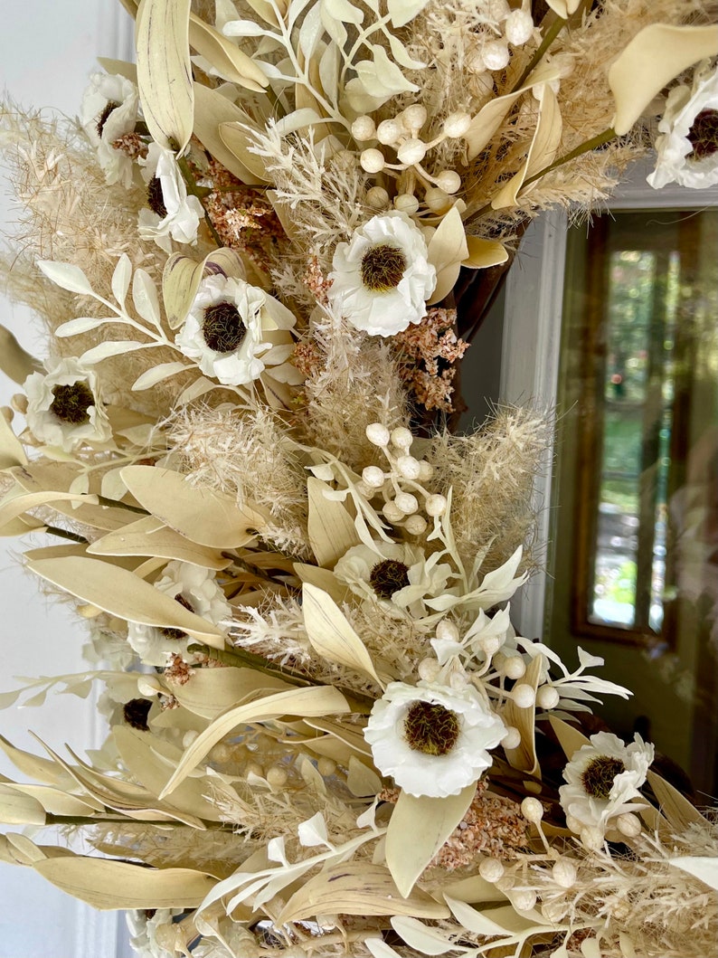 Year Round Boho Wreath, Farmhouse Wreath, Cottage Wreath, Neutral Boho ...