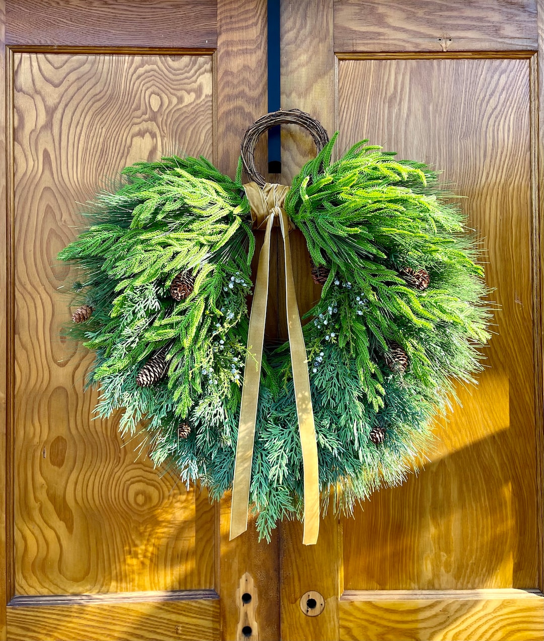 Norfolk Pine Wreath, Winter Wreath, Neutral Winter Evergreen Wreath ...
