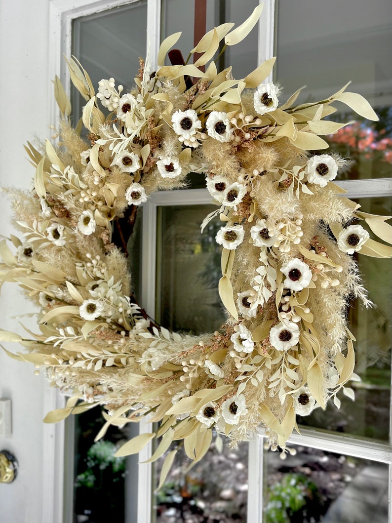 Year Round Boho Wreath, Farmhouse Wreath, Cottage Wreath, Neutral Boho ...