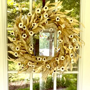 Year Round Neutral Boho Style Wreath With Pampas Grasses Cream Ferns ...