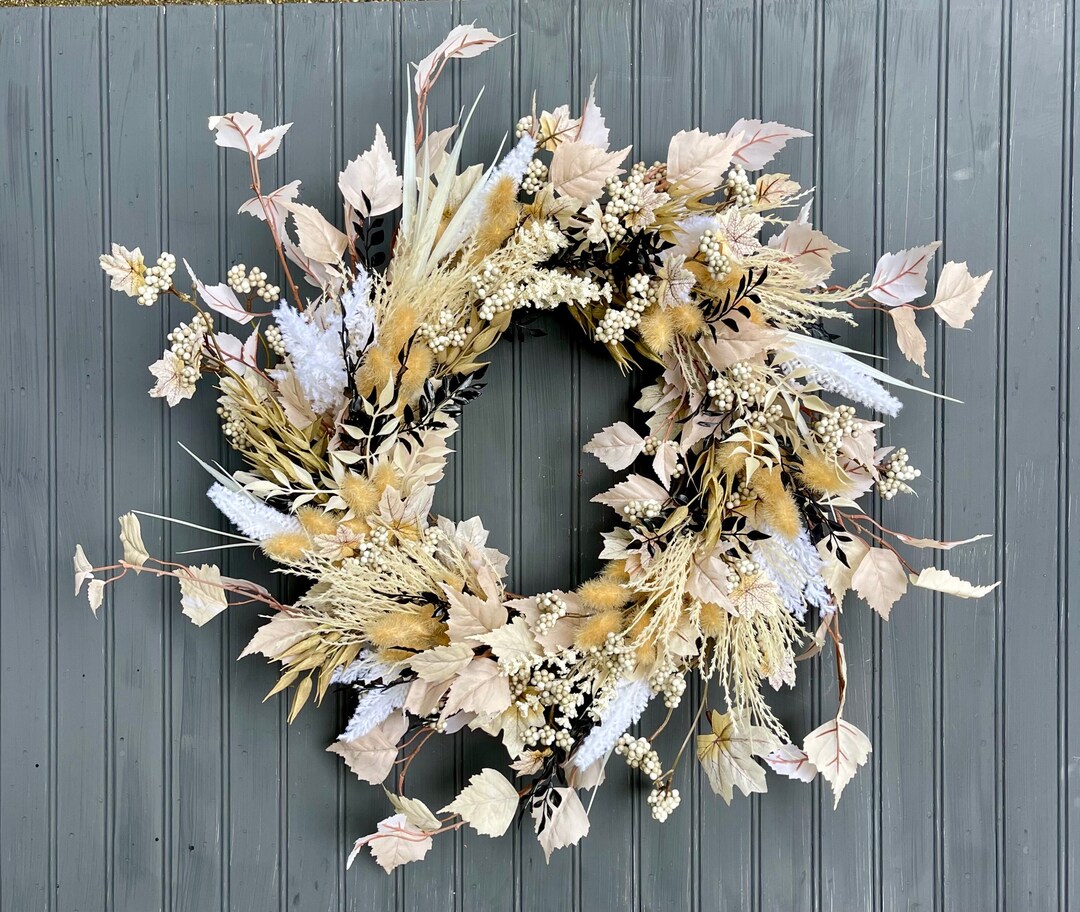 Neutral Year Round Boho Wreath Fall Thistle Wreath for Door Neutral ...