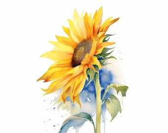 Digitally Created Neon Sunflower Print., Digital Print, Instant ...