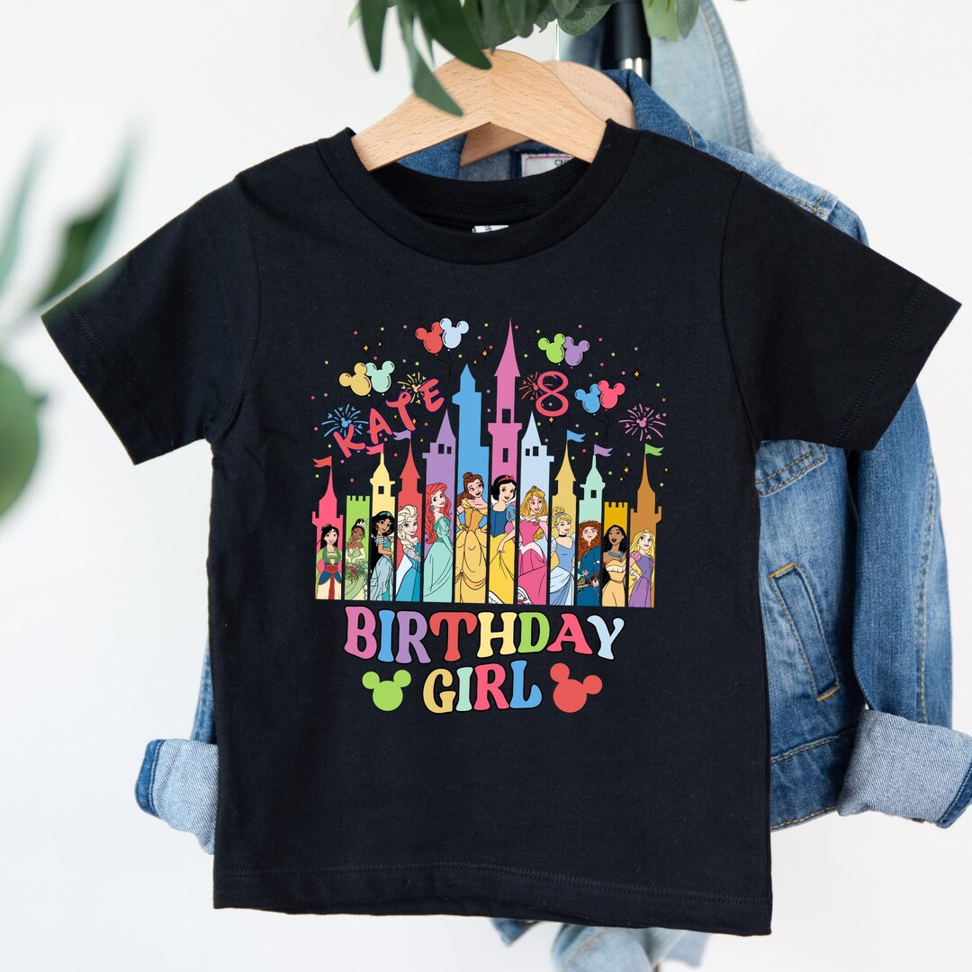 Disney Princess Birthday Girl Shirt, Birthday Squad Mom Dad, Disney Girls Youth Birthday Shirt ...