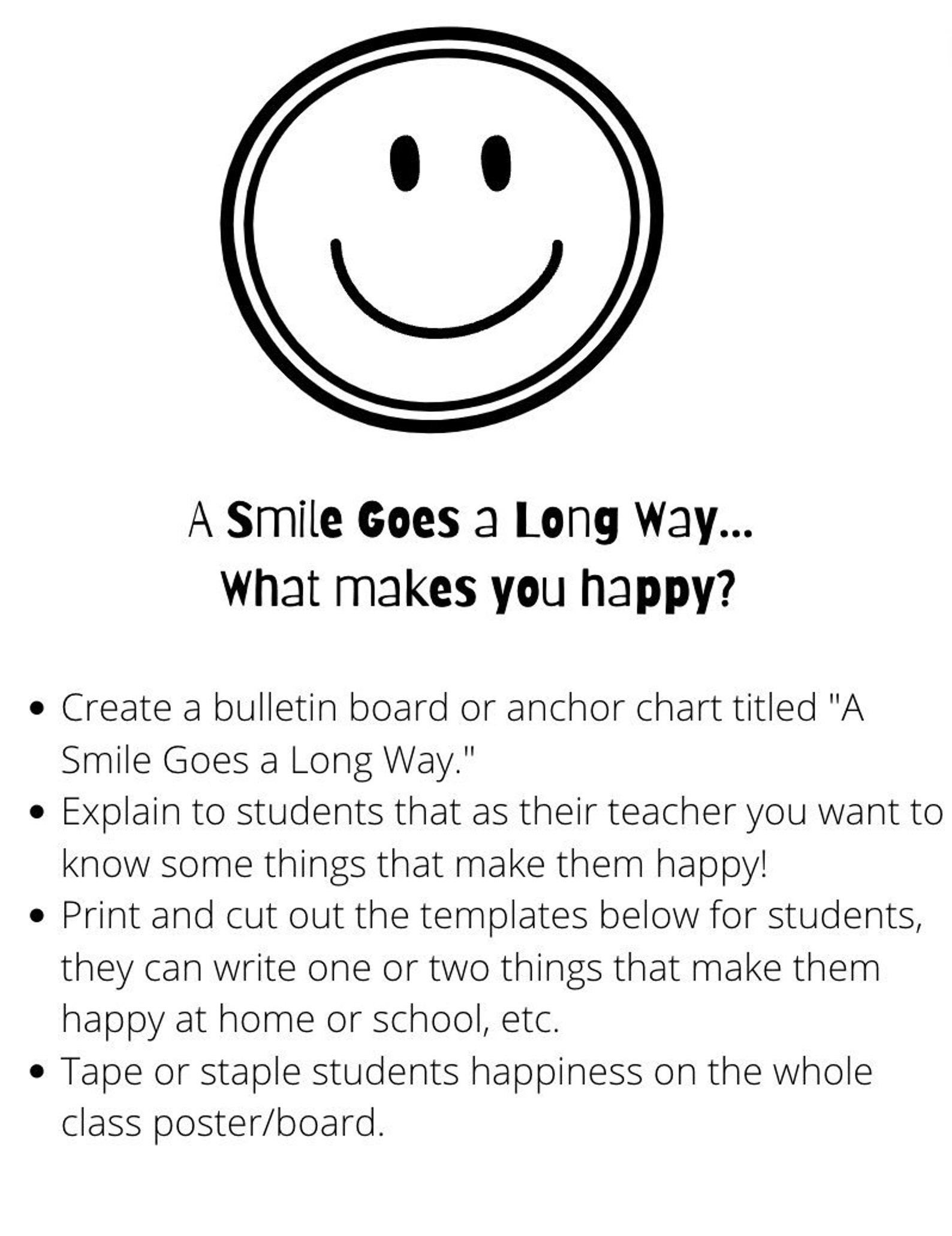 A Smile Goes a Long Way: Get to Know Your Students Activity - Etsy