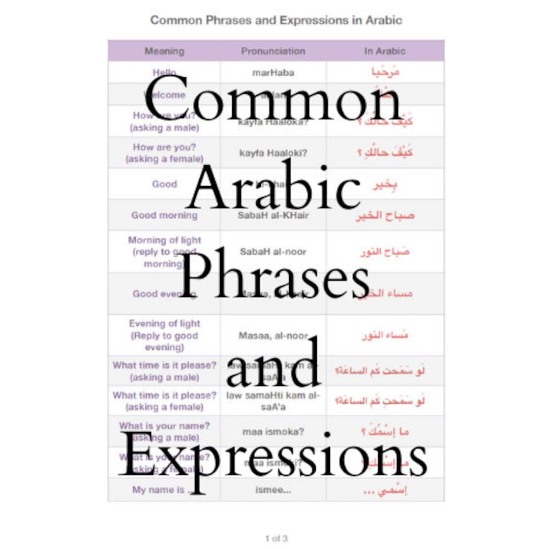 Pdf File of Common Arabic Phrases and Expressions, Learn Arabic Language, Arabic Learning ...
