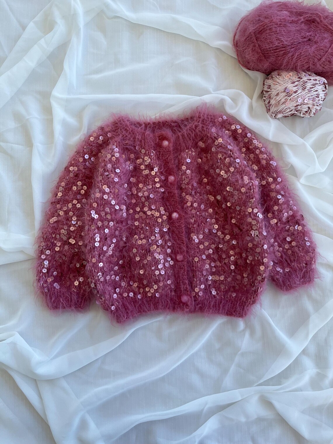 Sequin Baby Cardigan for Birthday Outfit :fuzzy Pink Knit Cardigan - Etsy