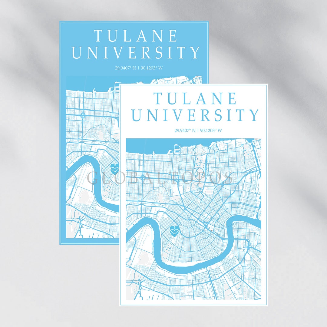 Blue Tulane University Topographic Lines Map | Digital Download | Map ...