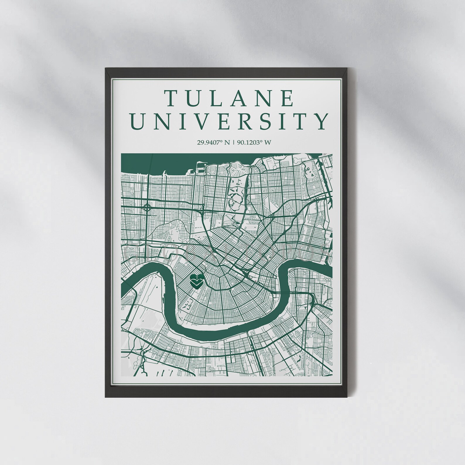 Green Tulane University Topographic Lines Map | Digital Download | Map ...