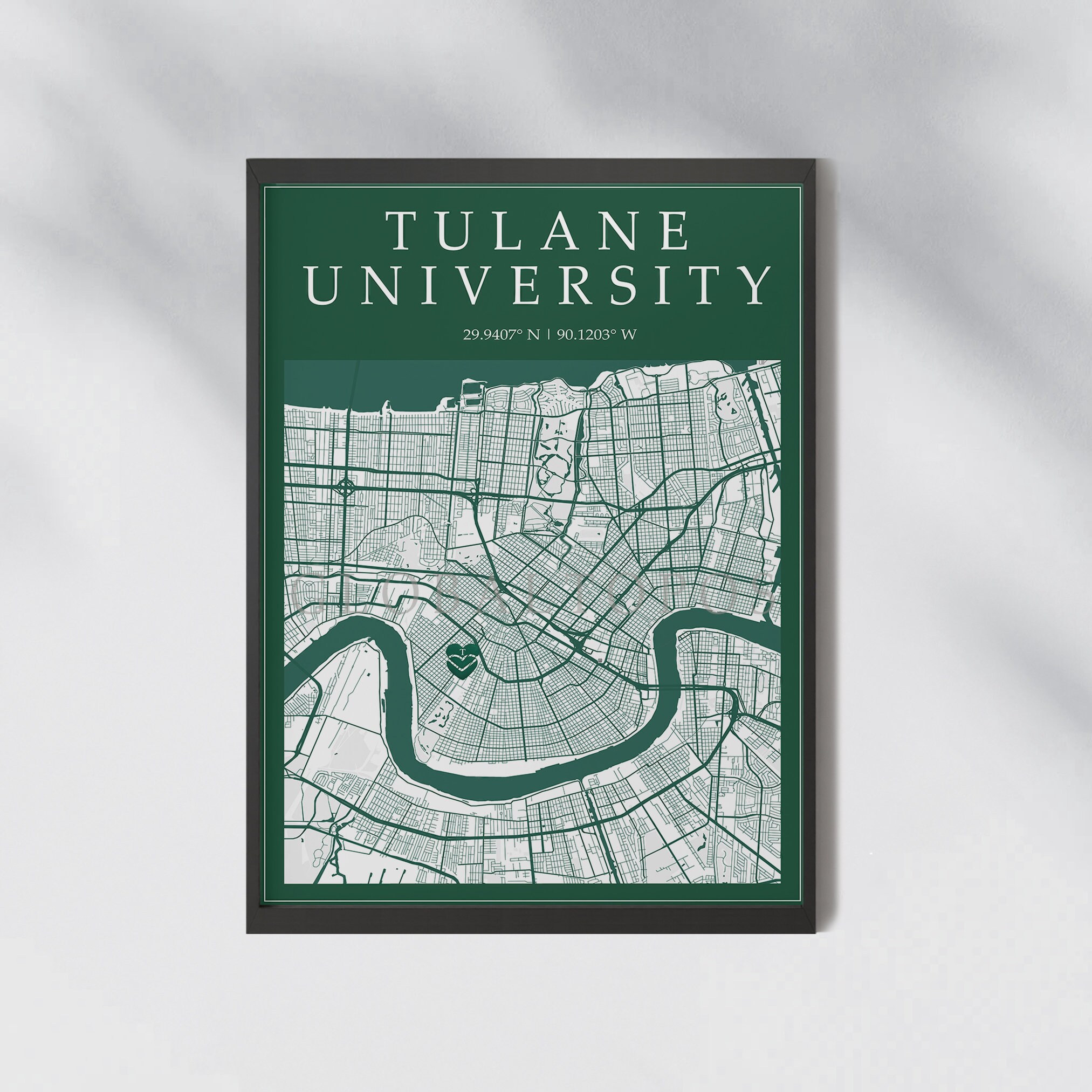 Green Tulane University Topographic Lines Map | Digital Download | Map ...