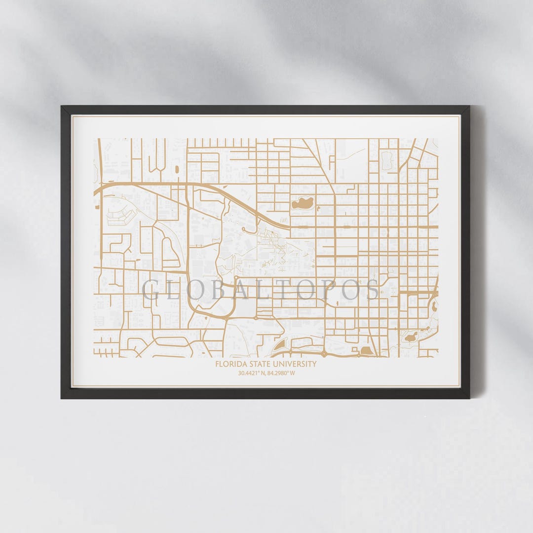 Florida State University Street Lines Map FSU Map digital Download Map ...