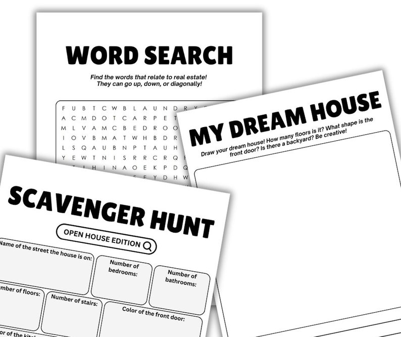 Open House Activity Kit for Kids - Set of 3 Games for Realtors | Puzzle ...