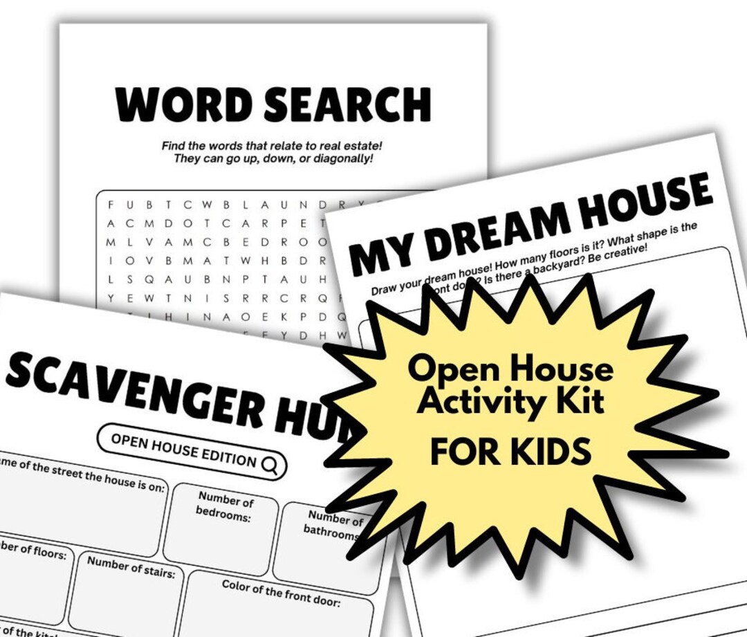 Open House Activity Kit for Kids - Set of 3 Games for Realtors | Puzzle ...