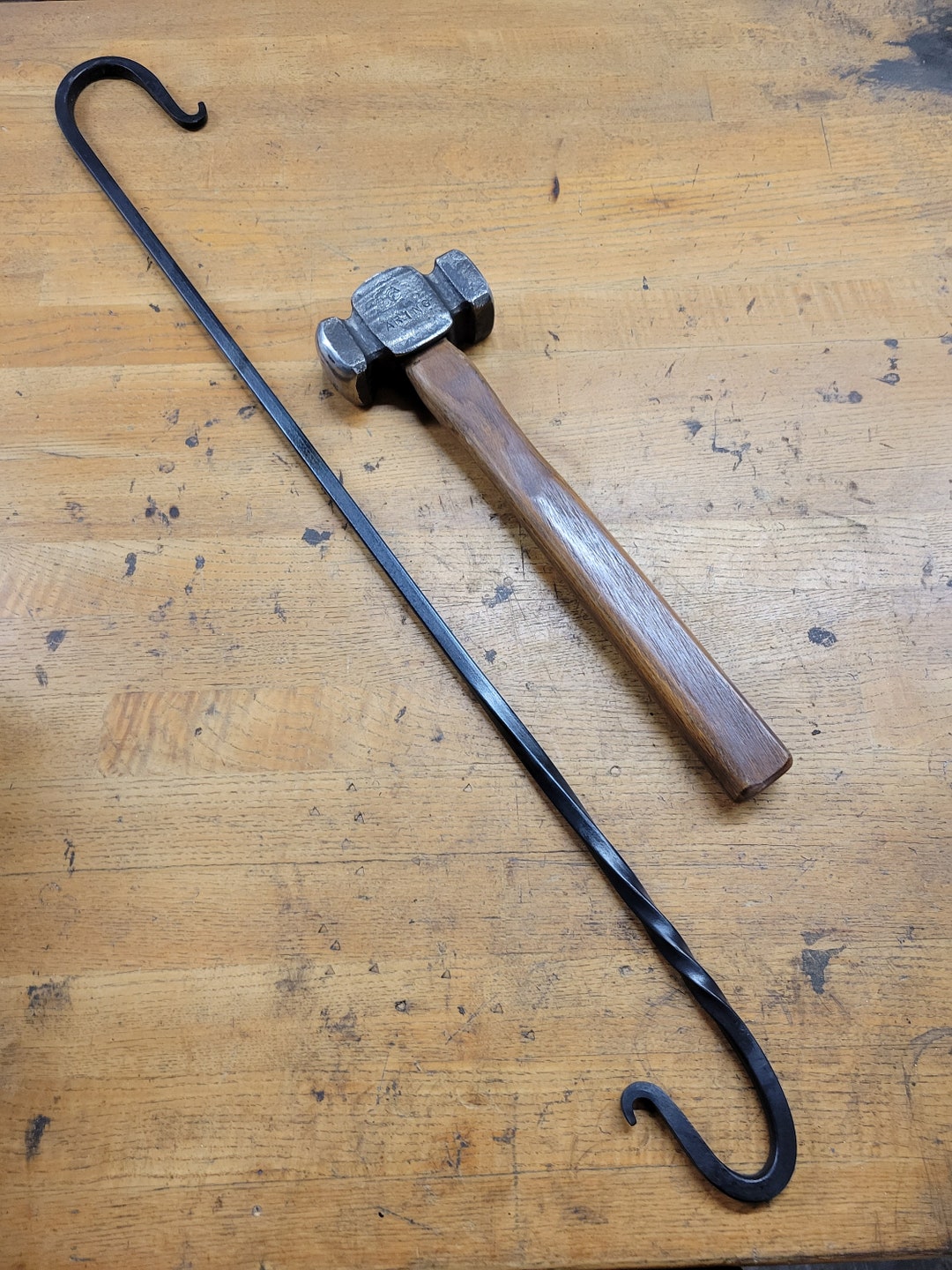 Hand Forged Hook Hanging Rod for Plants, Bird Feeders, Bird Houses ...